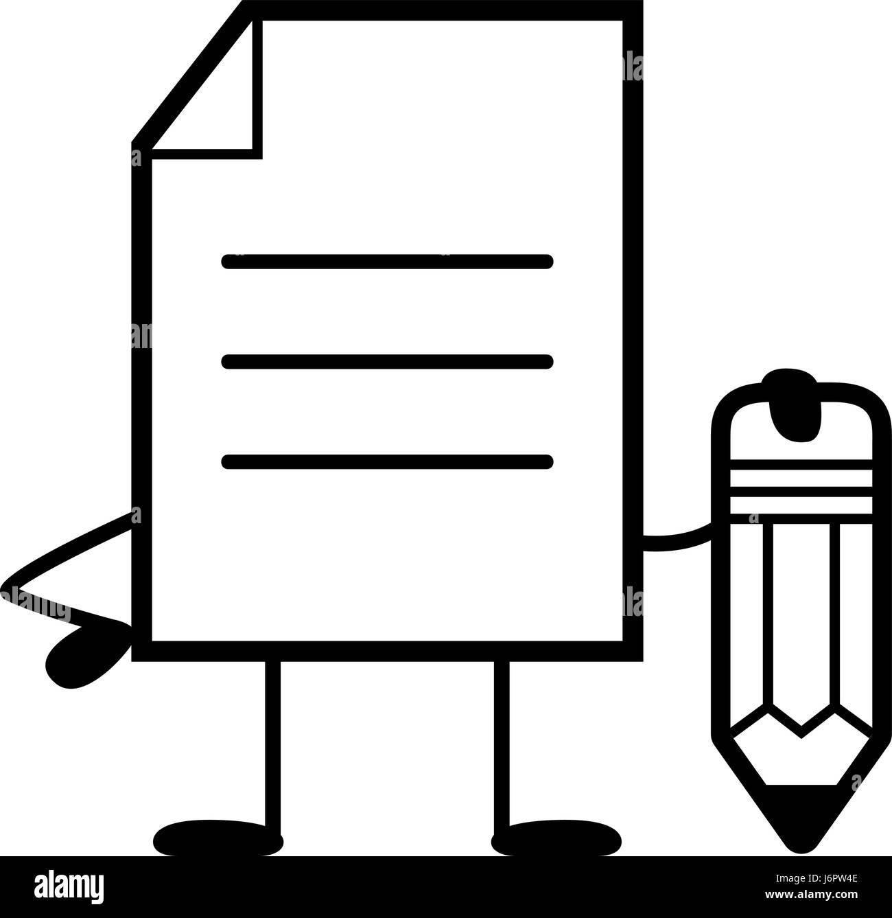 A cartoon illustration of a document with a pencil Stock Vector Image ...