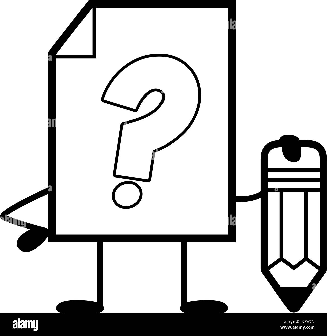 A cartoon illustration of an unknown file with a pencil Stock Vector ...