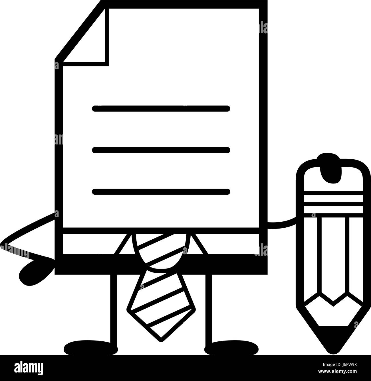 A cartoon illustration of a business document with a pencil Stock ...