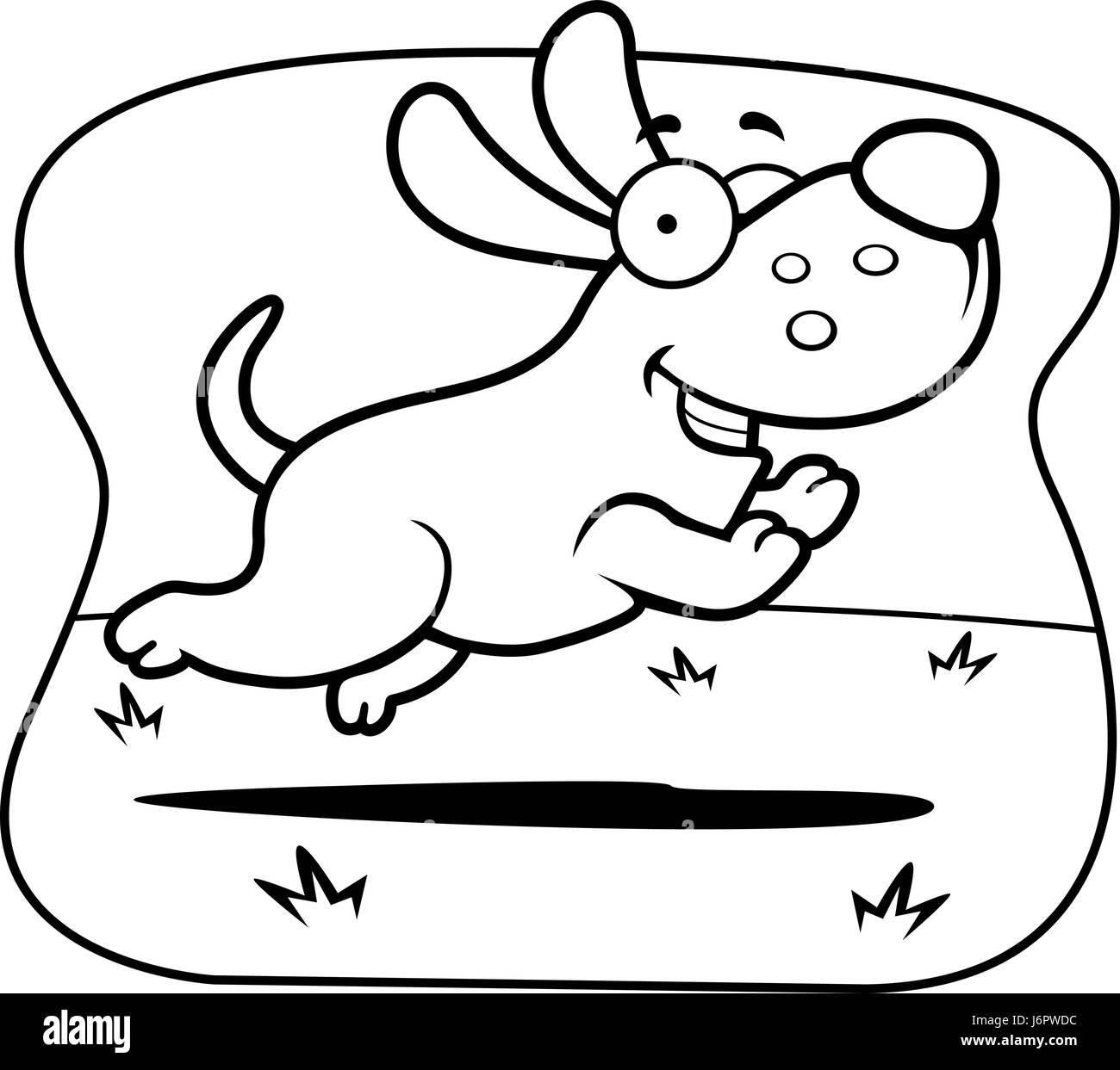 A cartoon illustration of a dog running in the park Stock Vector Image ...