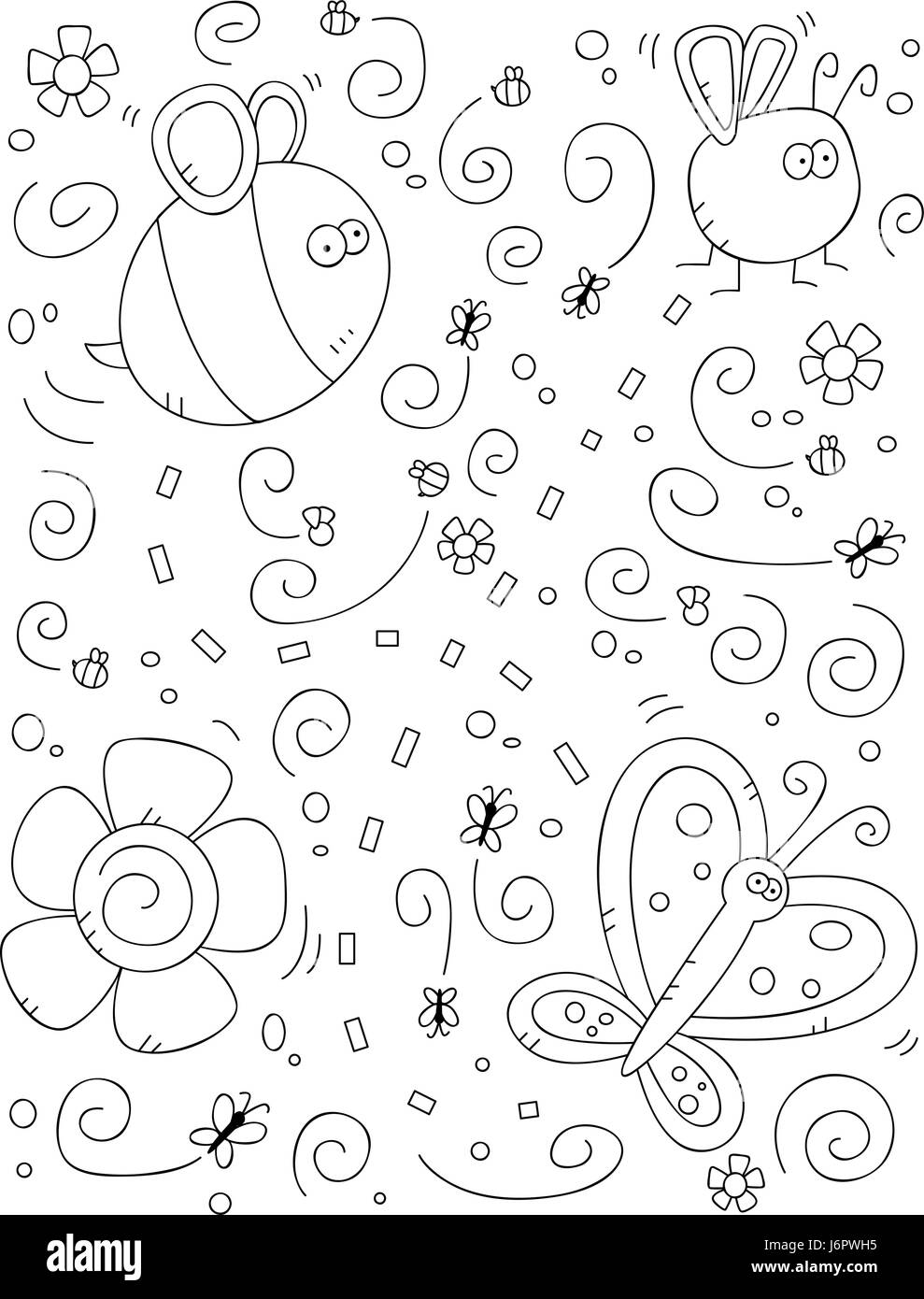 A cartoon doodle with a bugs theme Stock Vector Image & Art - Alamy