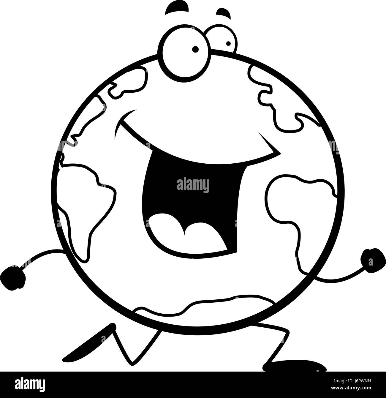 A happy cartoon planet earth running and smiling Stock Vector Image ...