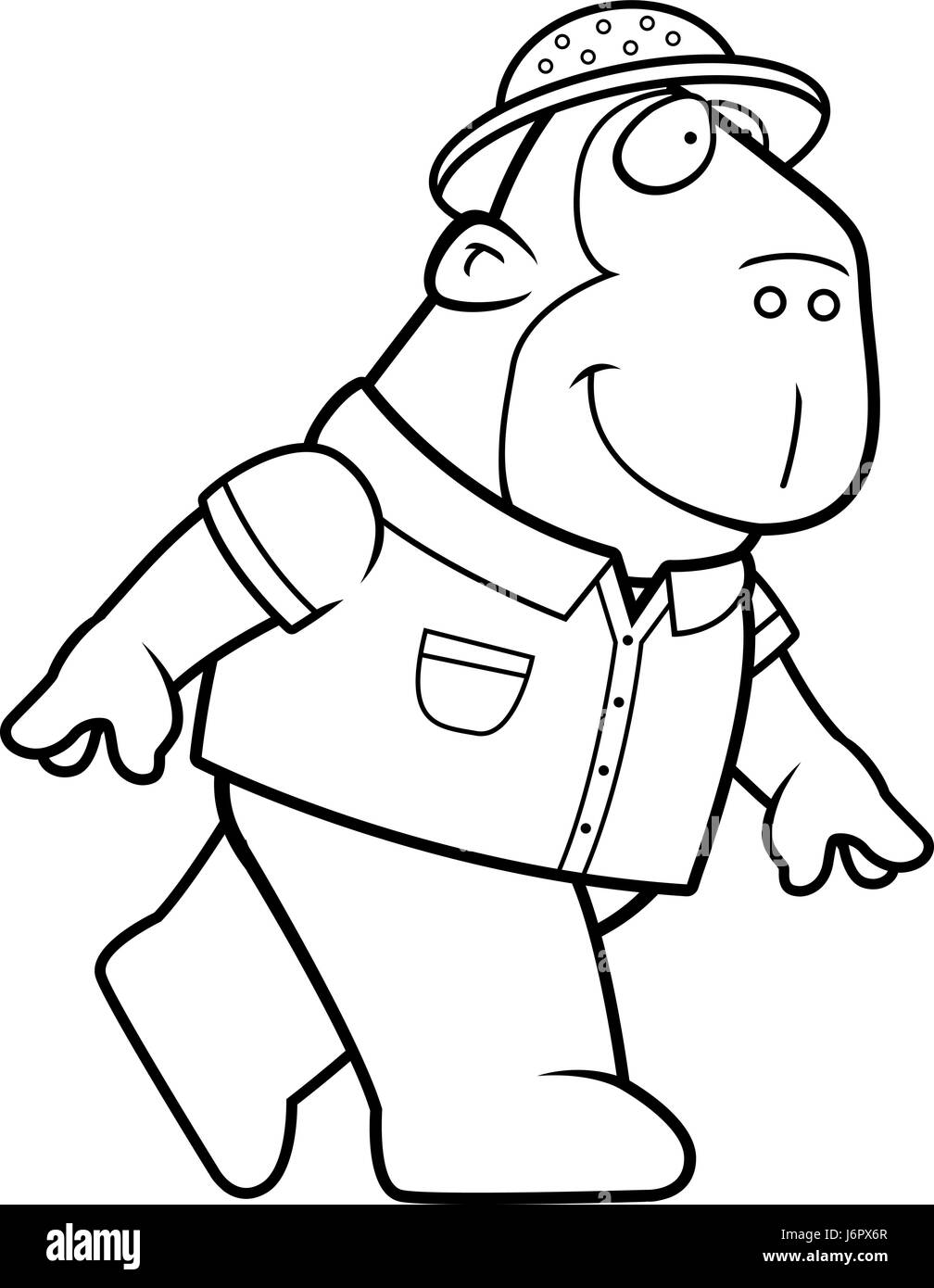 A happy cartoon ape explorer walking and smiling Stock Vector Image ...