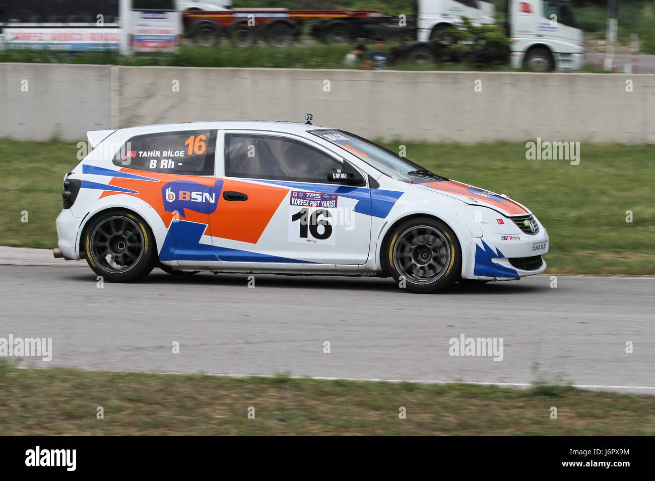KOCAELI, TURKEY - MAY 14, 2017: Tahir Bilge drives Honda Civic Type-R ...