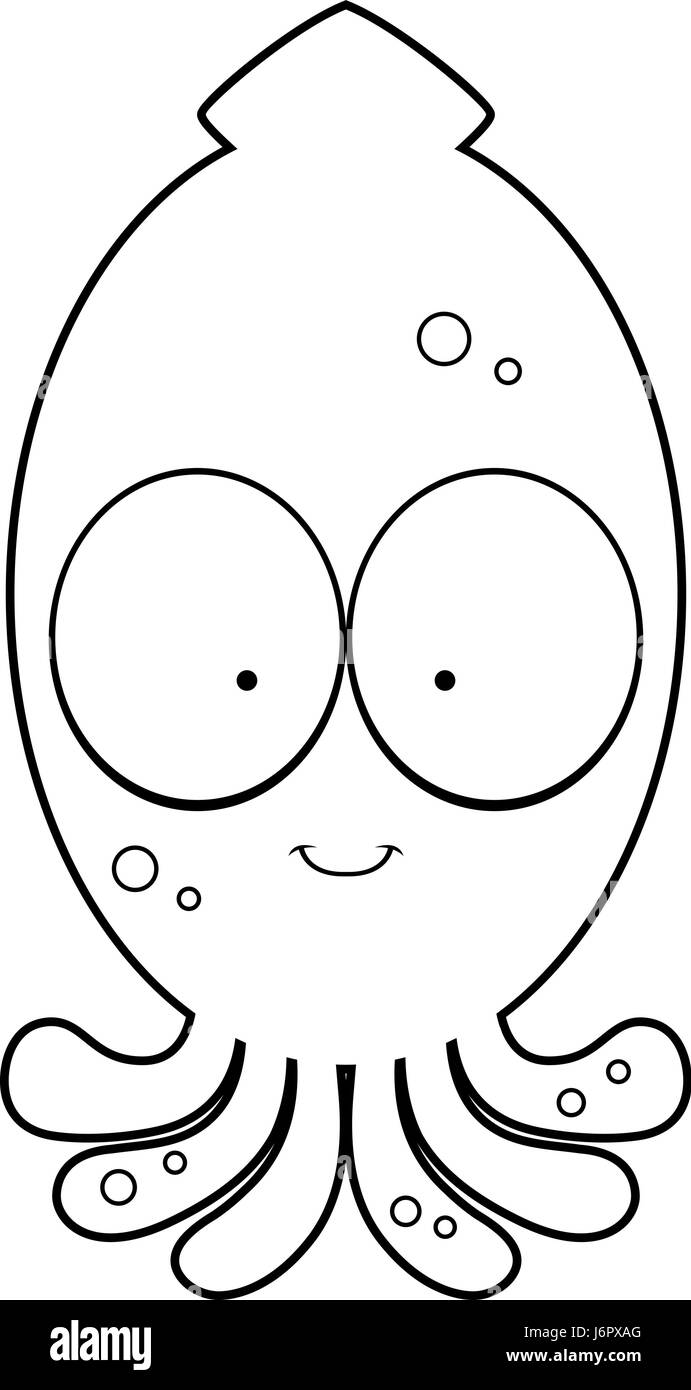 A cartoon illustration of a squid smiling and happy Stock Vector Image ...