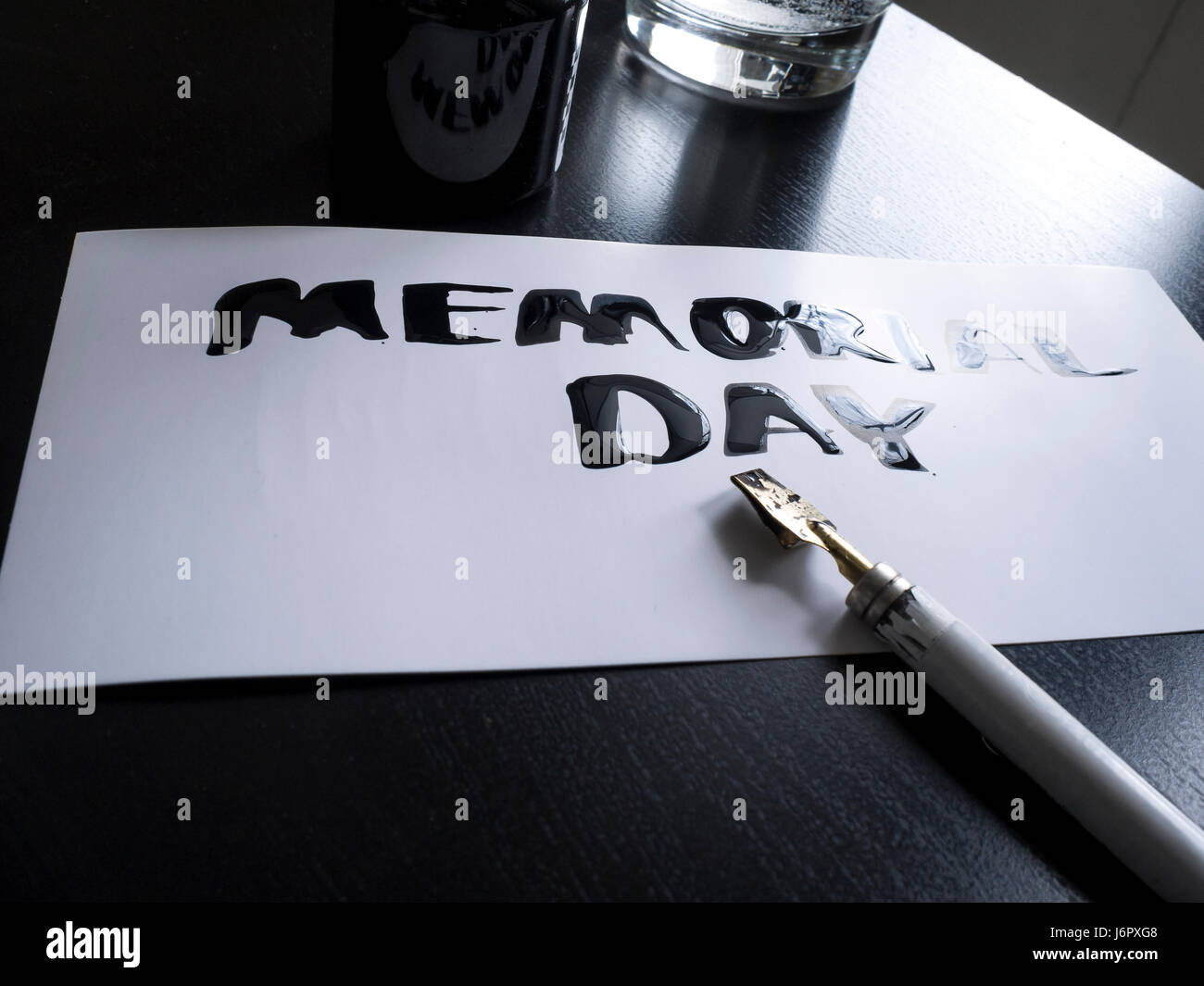 Memorial day calligraphy and lettering post glossy card. Perspective ...