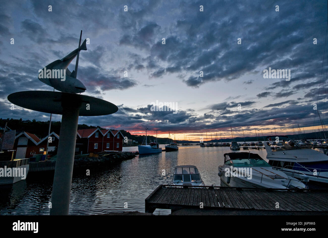 Holmestrand in Norway at dusk Stock Photo - Alamy