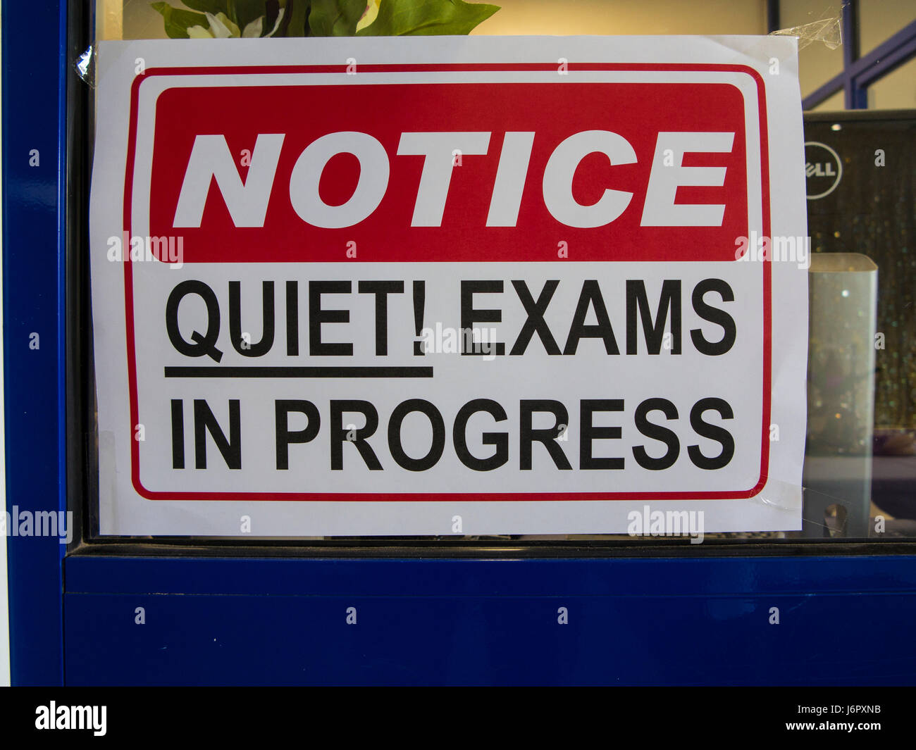 Notice - quiet! Exams in progress Stock Photo - Alamy