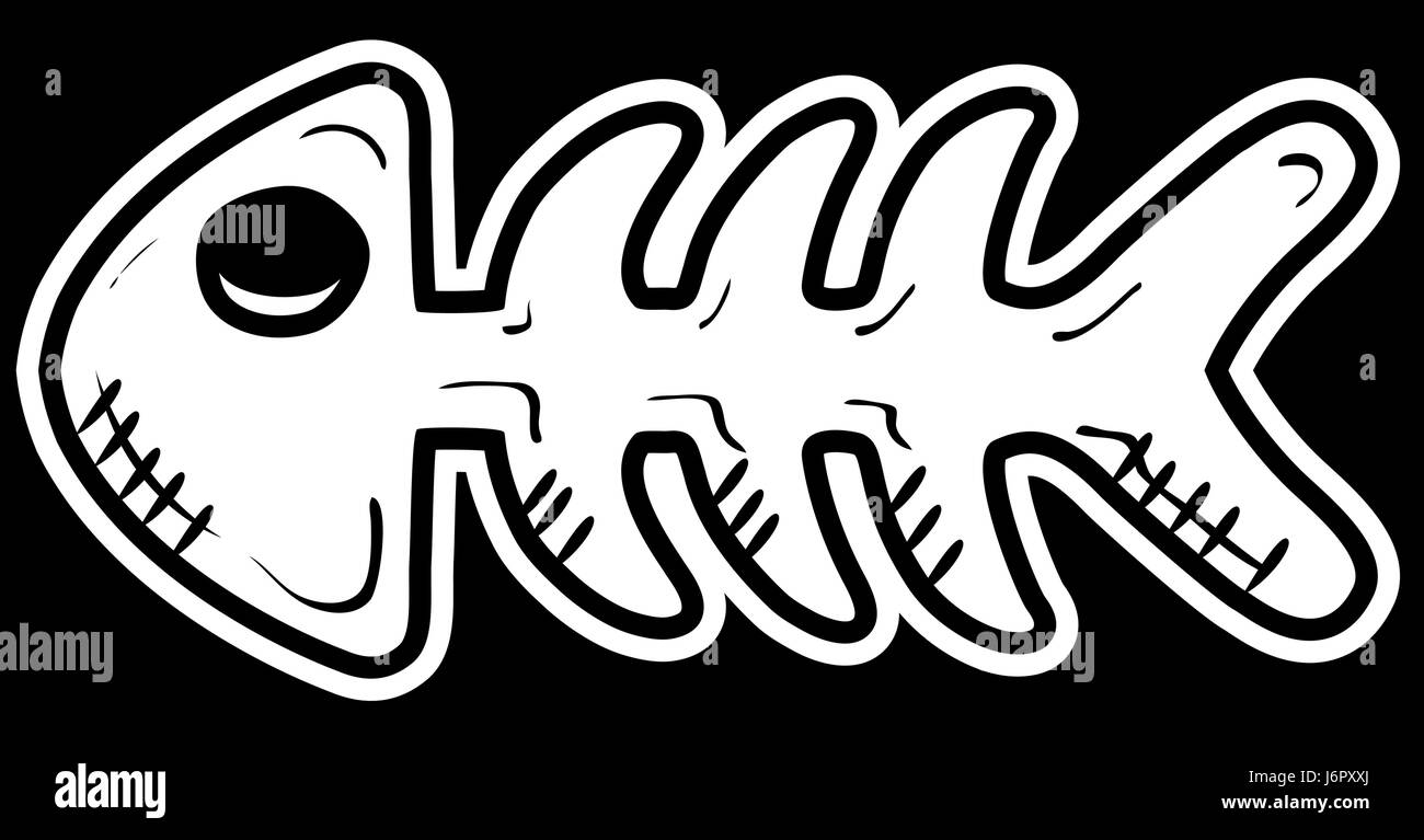 Fish skeleton illustration Black and White Stock Photos & Images - Alamy