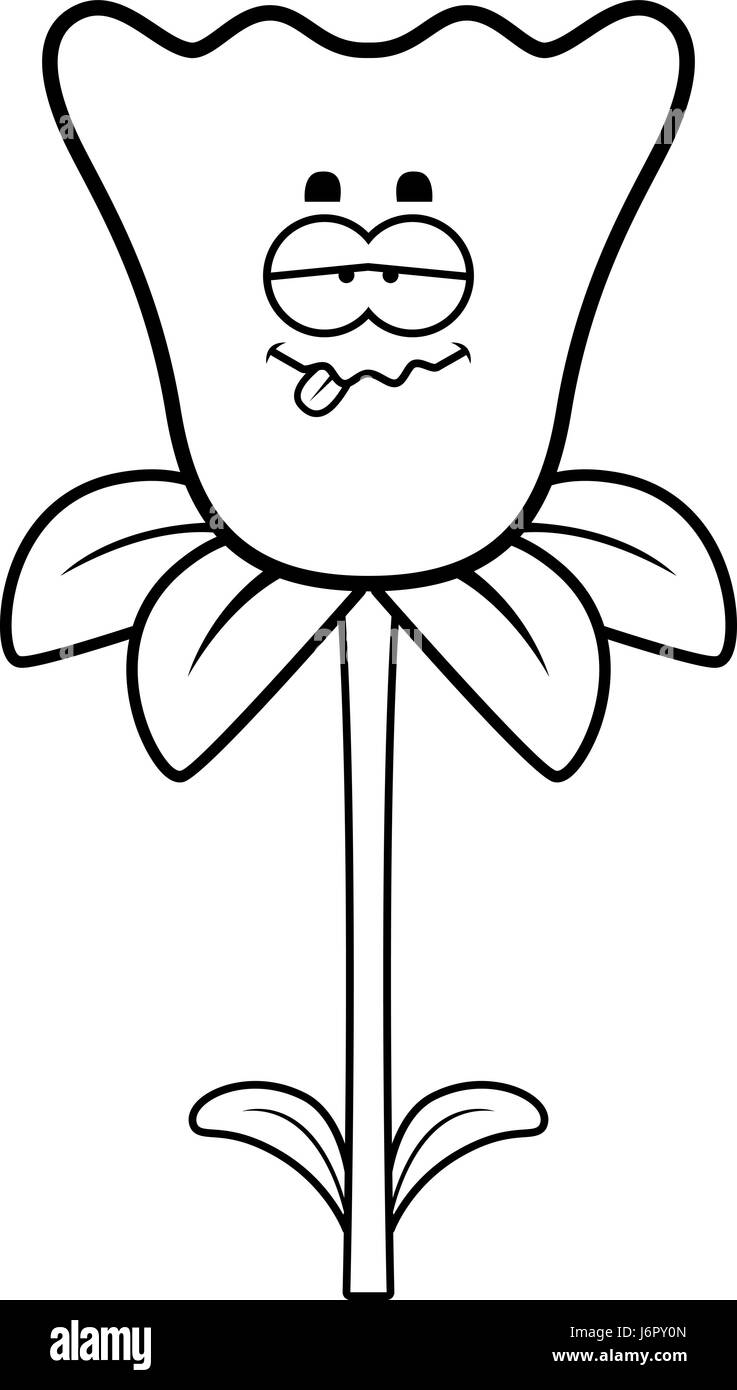 A cartoon illustration of a daffodil looking sick Stock Vector Image ...