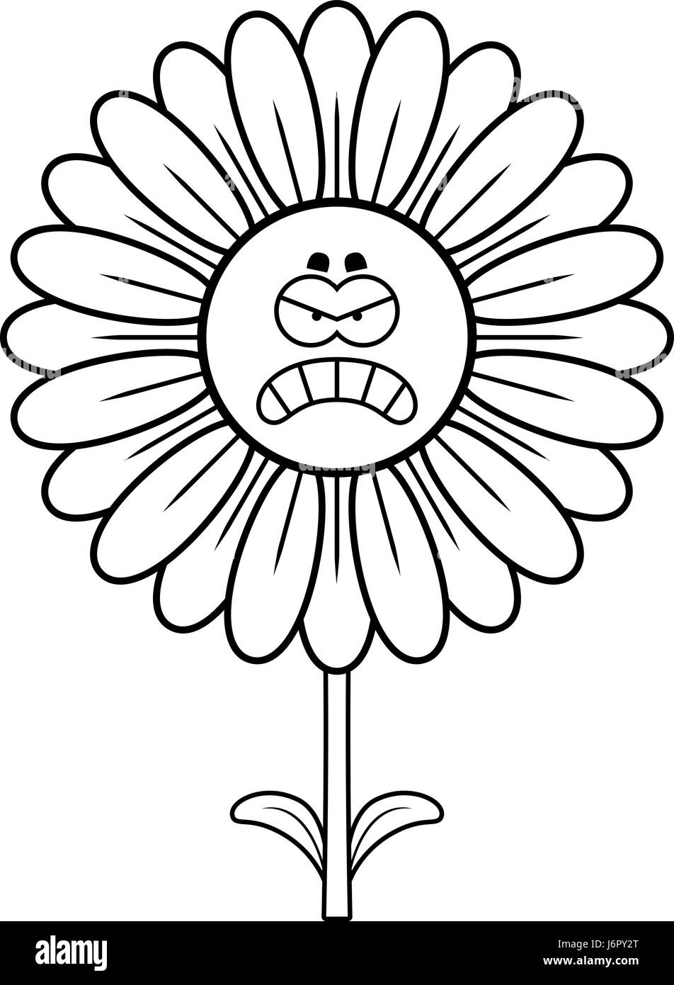 A cartoon illustration of a daisy looking angry Stock Vector Image ...