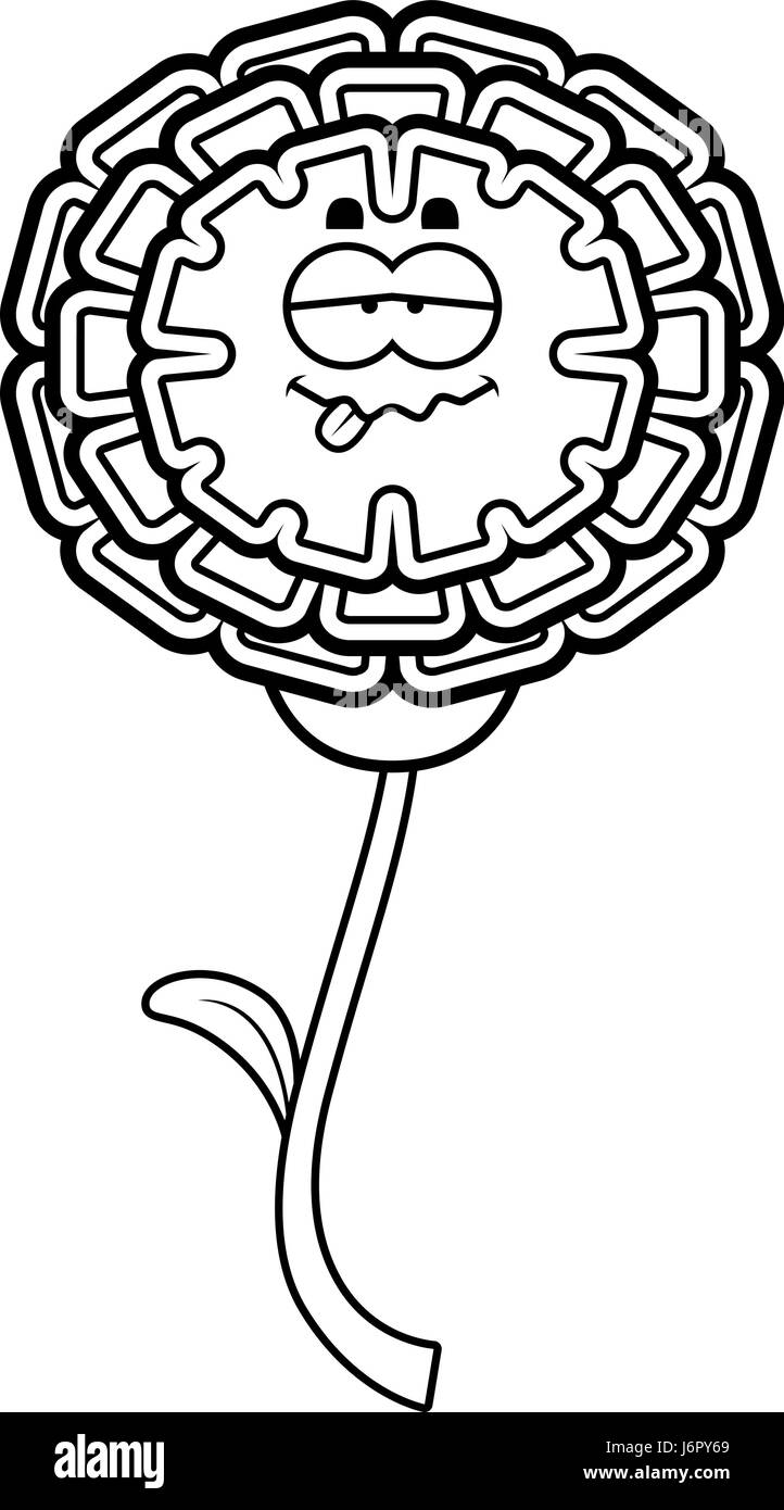 A cartoon illustration of a marigold looking sick Stock Vector Image ...