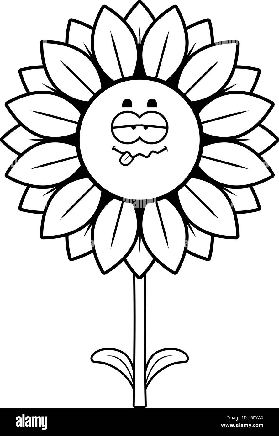 A cartoon illustration of a sunflower looking sick Stock Vector Image ...
