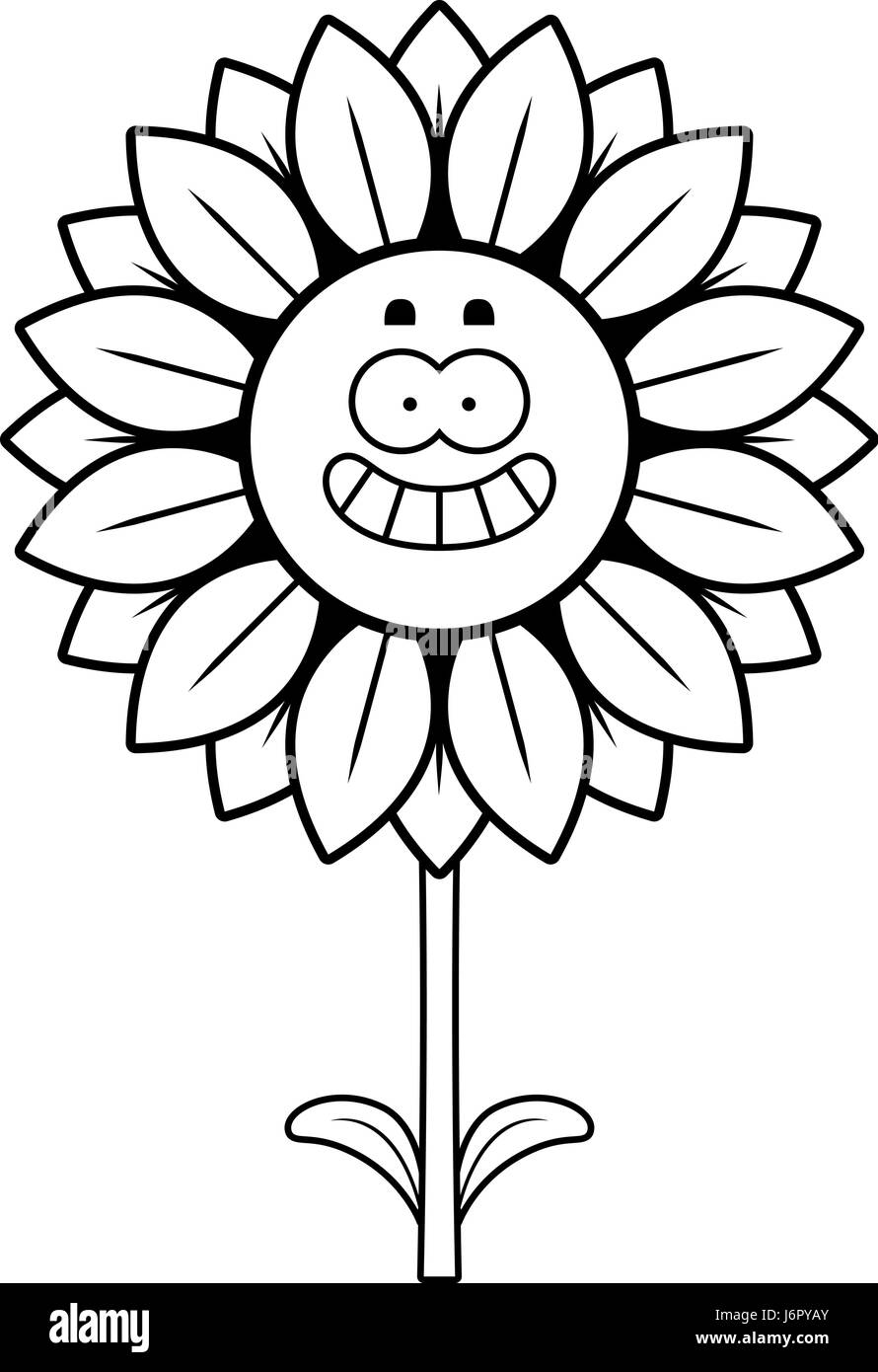 A cartoon illustration of a sunflower looking happy Stock Vector Image ...