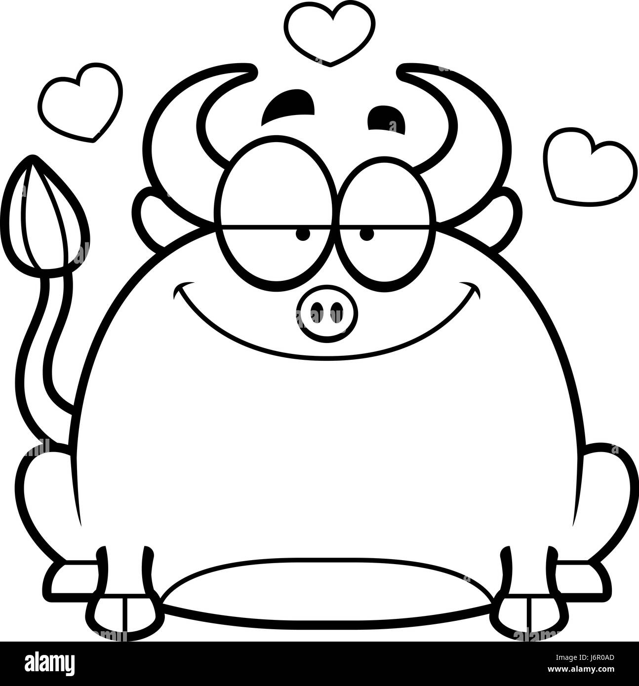 Illustration cartoon bull in Black and White Stock Photos & Images - Alamy