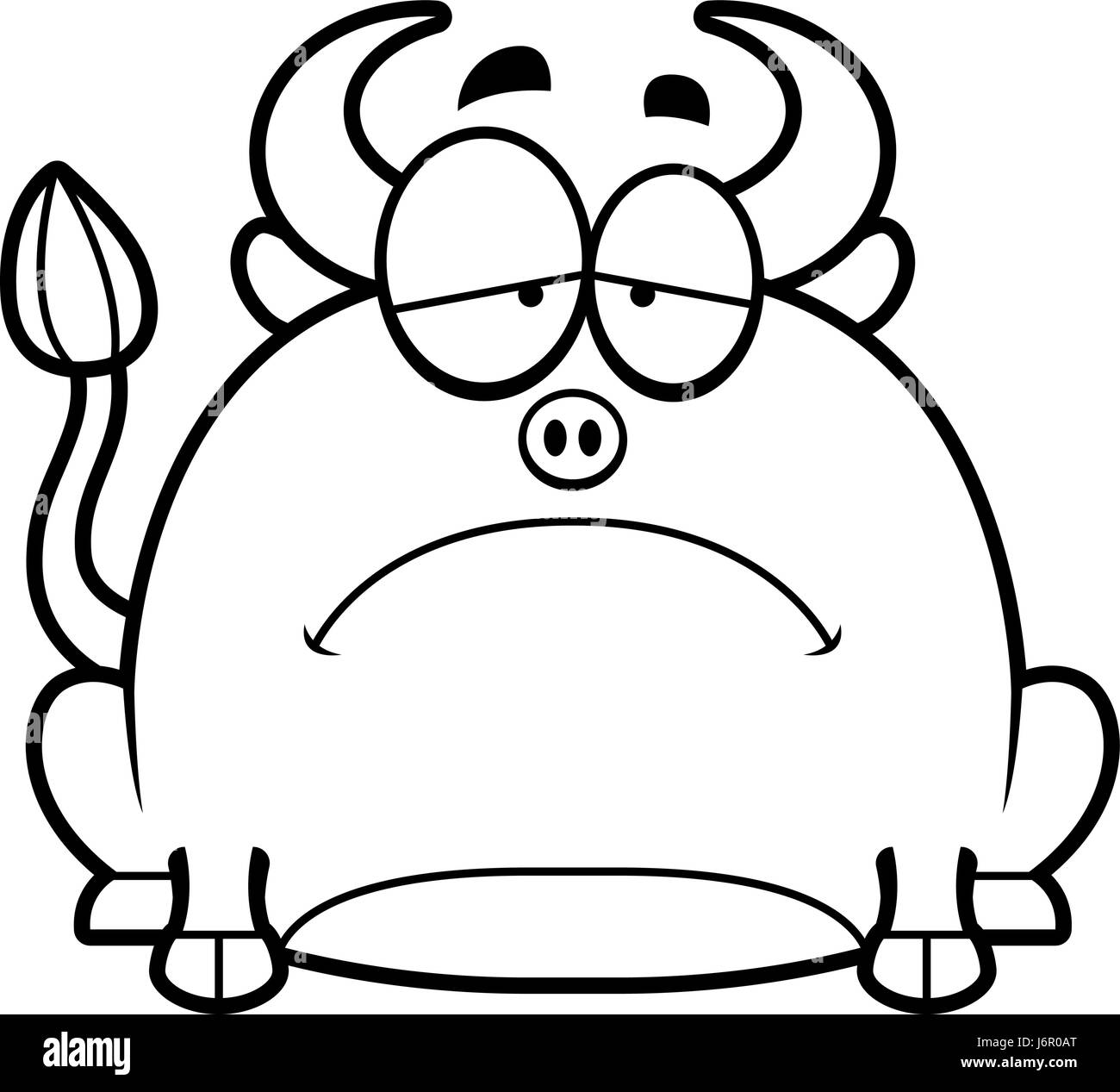 A cartoon illustration of a little bull looking sad Stock Vector Image ...