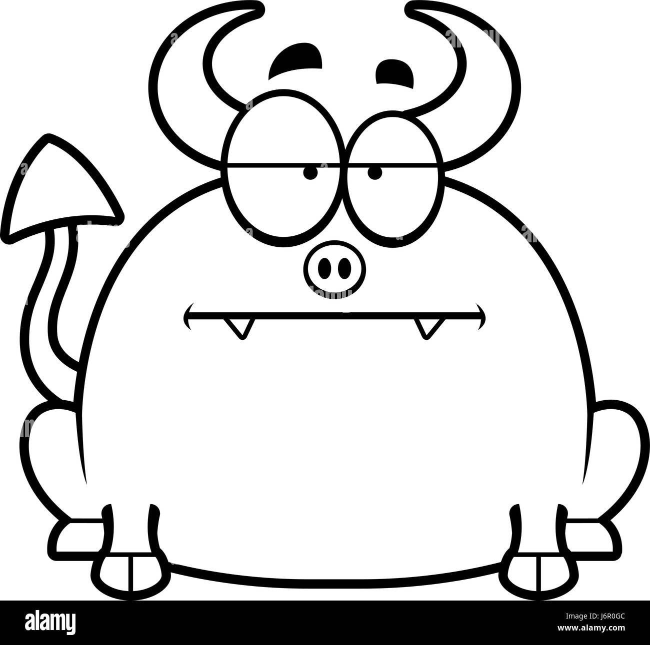 A cartoon illustration of a little devil looking calm Stock Vector ...