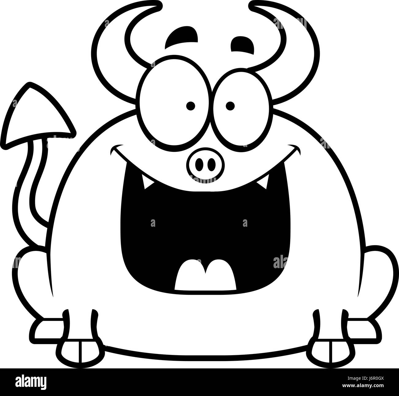 A cartoon illustration of a little devil looking happy Stock Vector ...