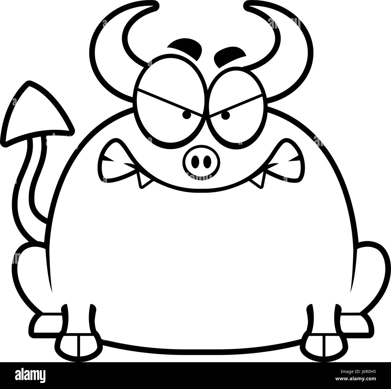 A cartoon illustration of a little devil looking mad Stock Vector Image ...