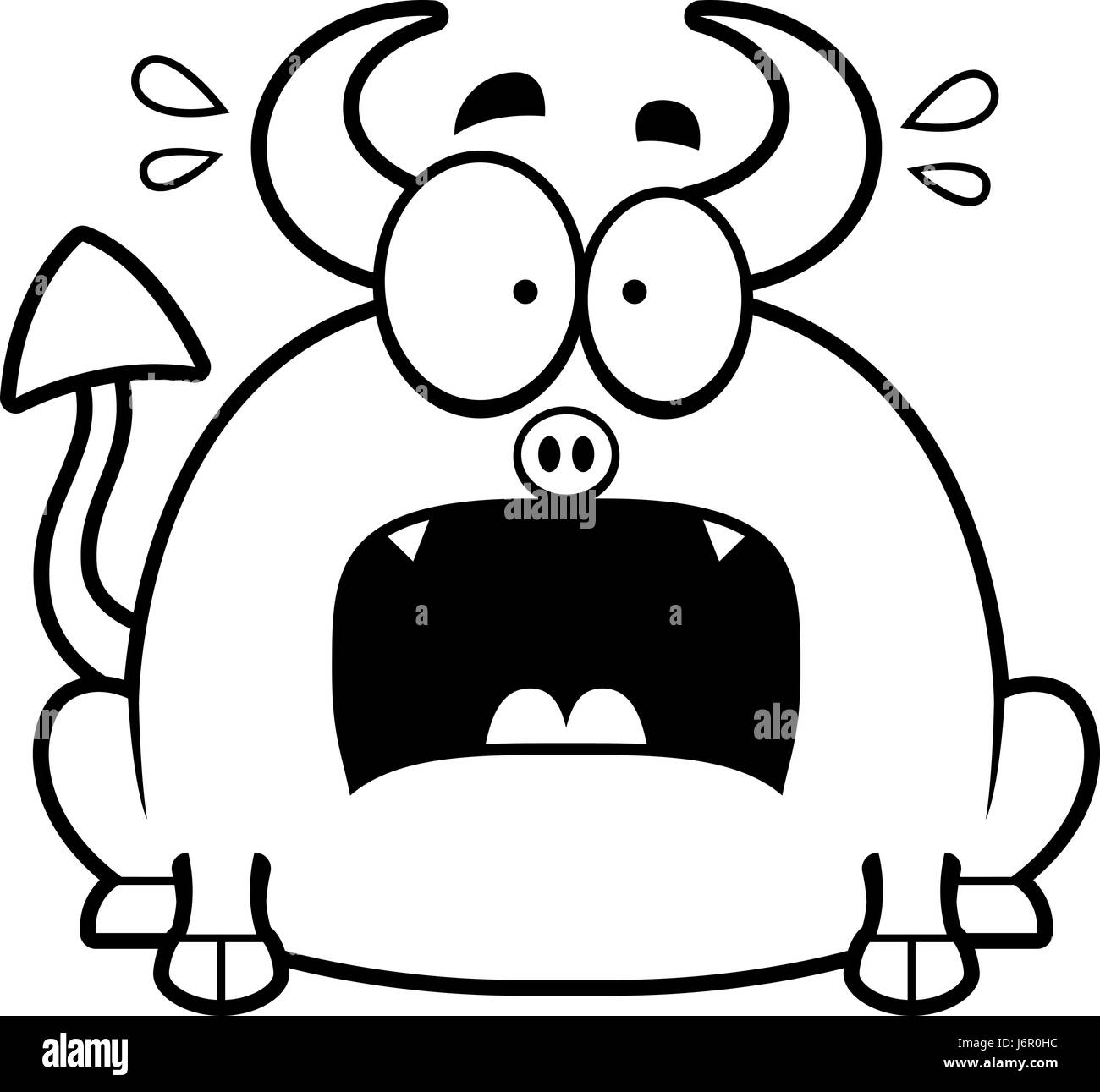 A cartoon illustration of a little devil looking terrified Stock Vector ...