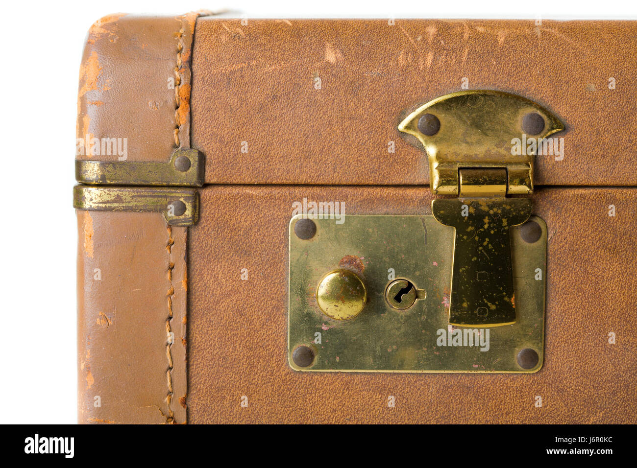 travel isolated leather old luggage suitcase lock baggage travel macro ...