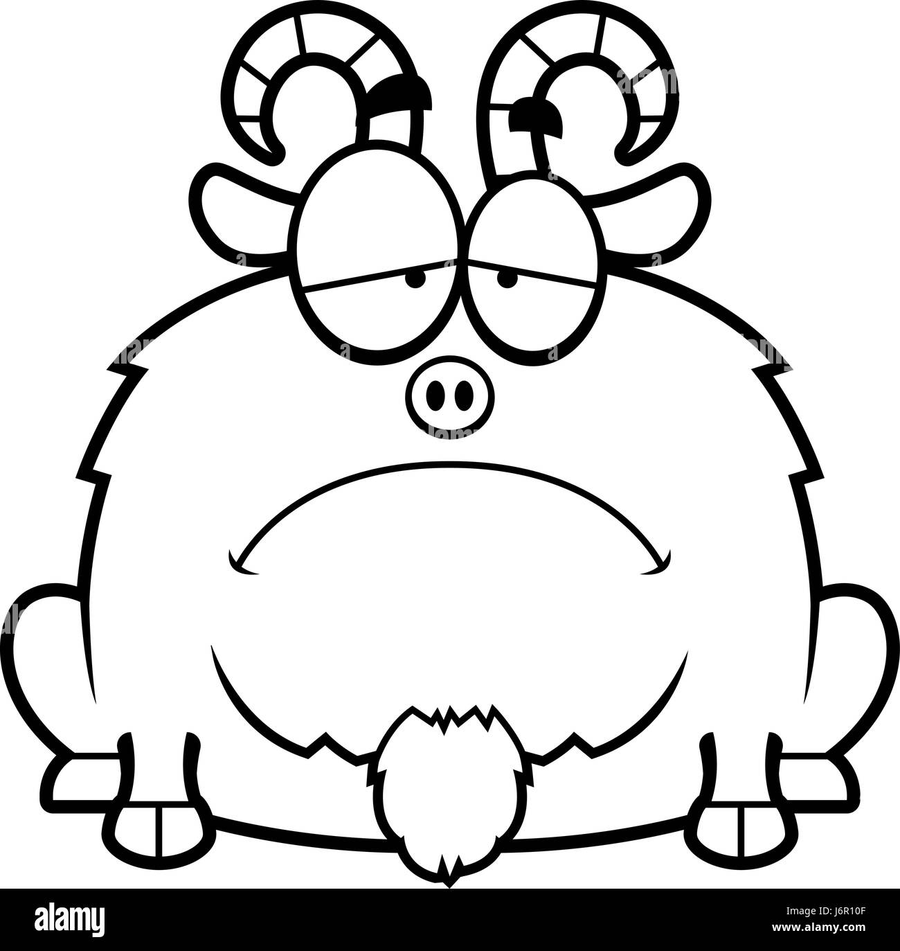 A cartoon illustration of a little goat looking sad Stock Vector Image ...