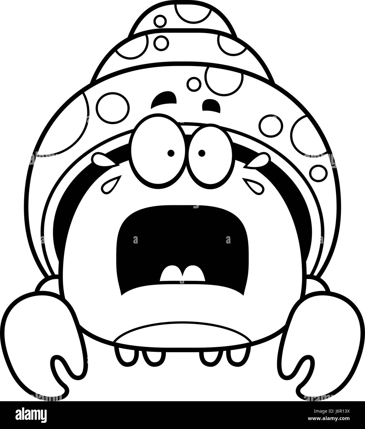 A cartoon illustration of a hermit crab looking scared Stock Vector ...