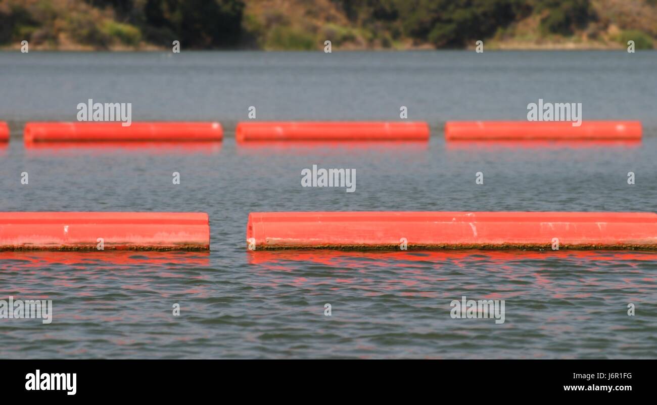 blue float buoy floating divider swimmer border blue liquid reflection ...