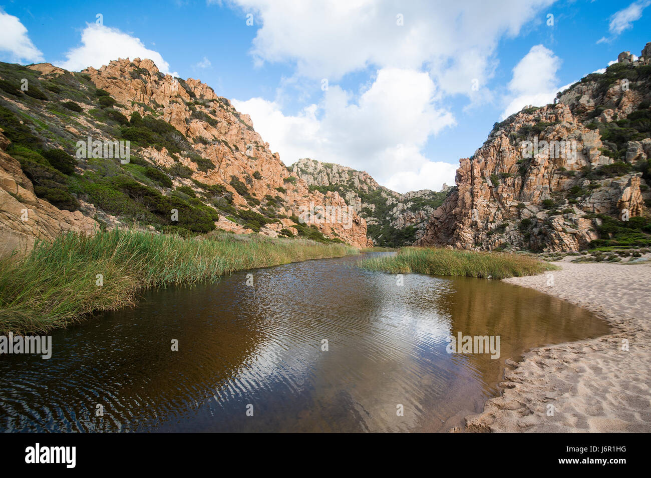 A beautiful natural river between the Italian mountains. River flowing ...