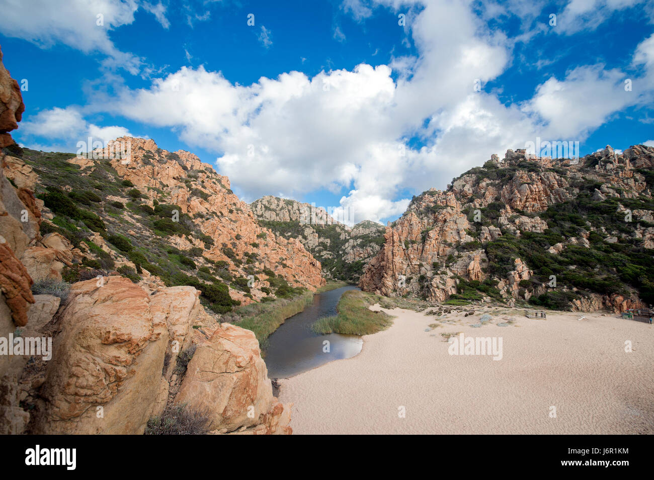A beautiful natural river between the Italian mountains. River flowing ...