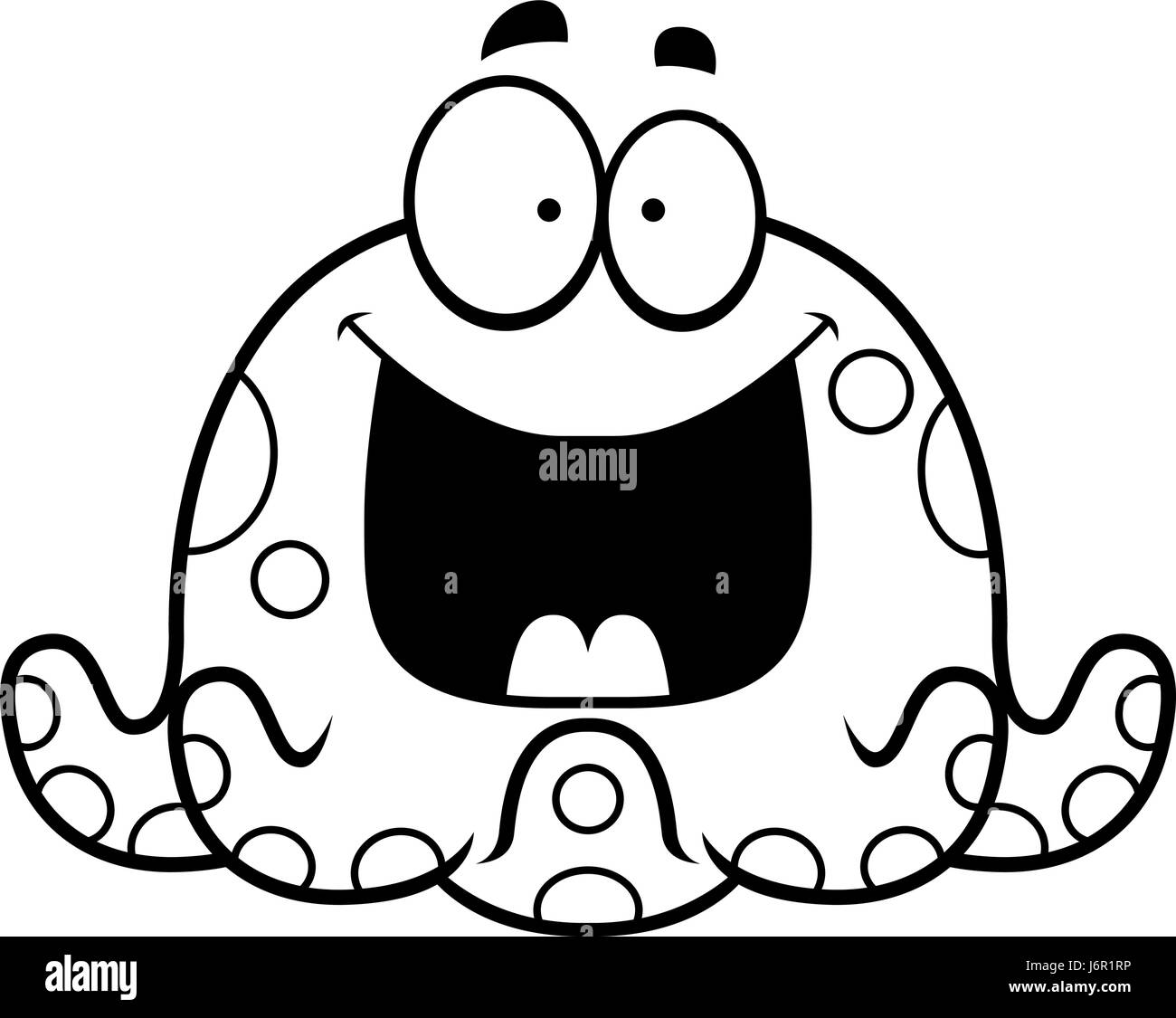 A cartoon illustration of a octopus looking happy Stock Vector Image ...