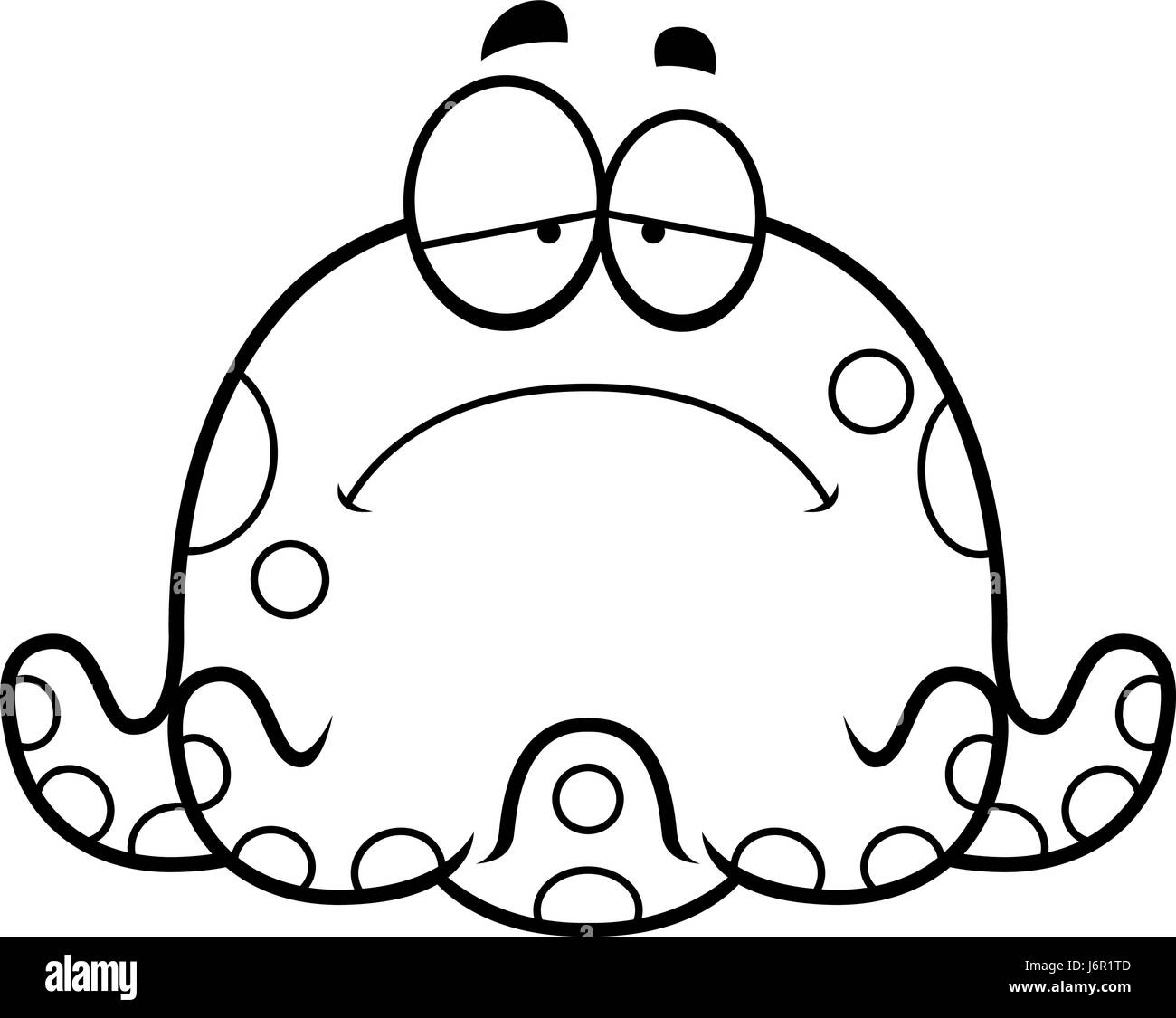 A cartoon illustration of a octopus looking sad Stock Vector Image ...