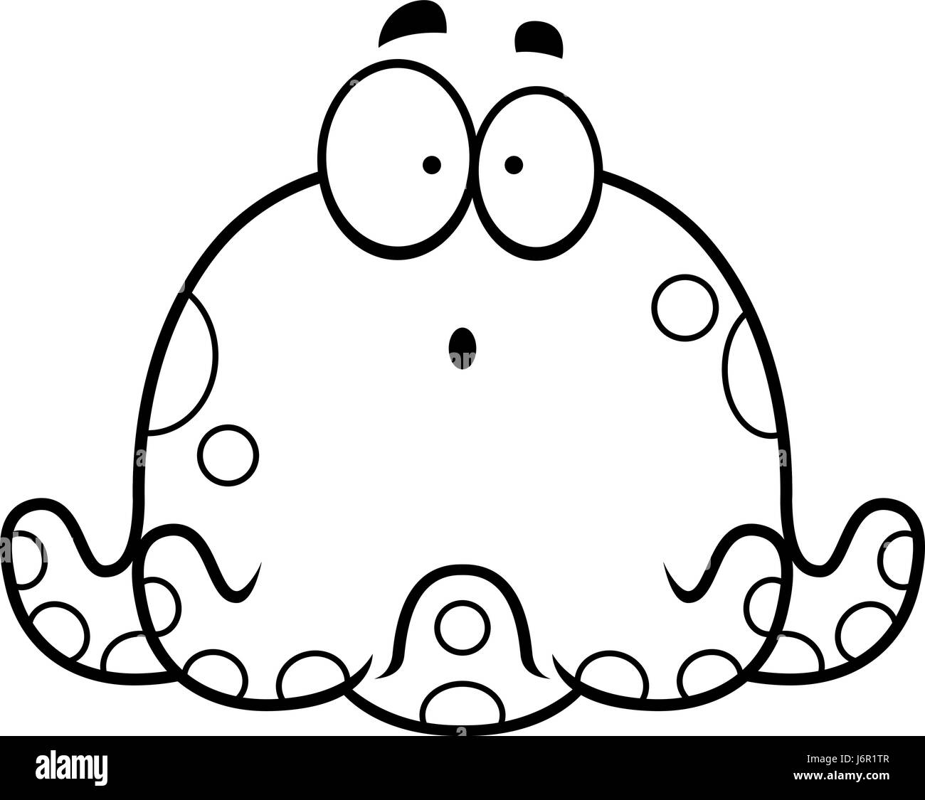 A cartoon illustration of a octopus looking surprised Stock Vector ...