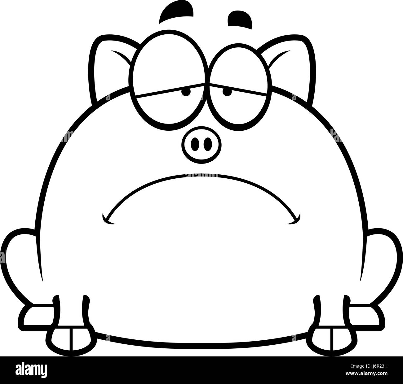 A cartoon illustration of a little pig looking sad Stock Vector Image ...