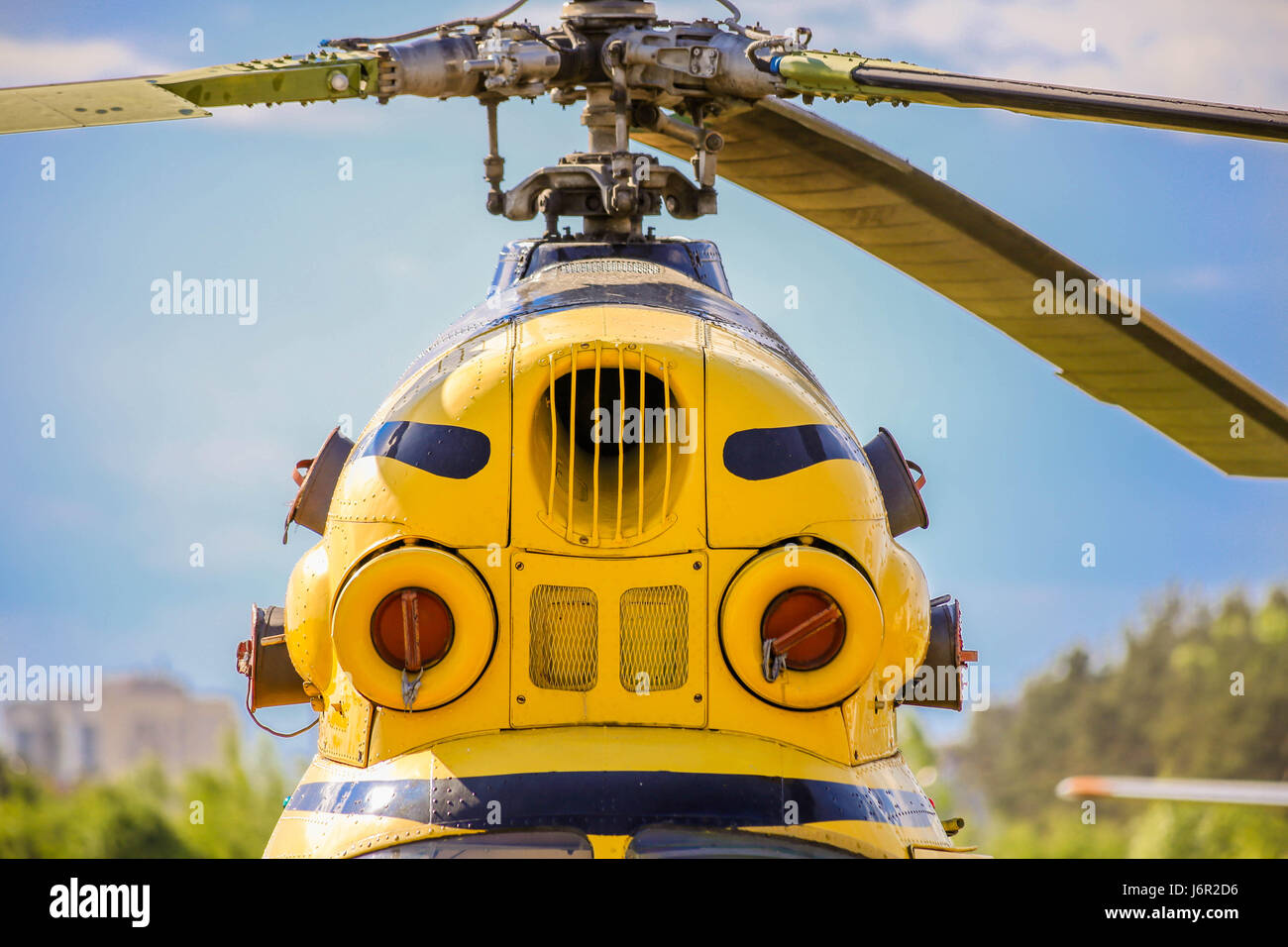 Front view of two turbines old helicopter. Front view Stock Photo - Alamy