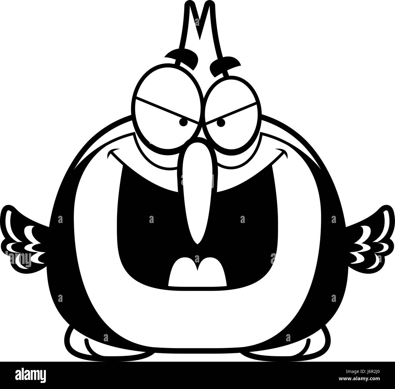 A cartoon illustration of an evil looking red-headed woodpecker Stock ...