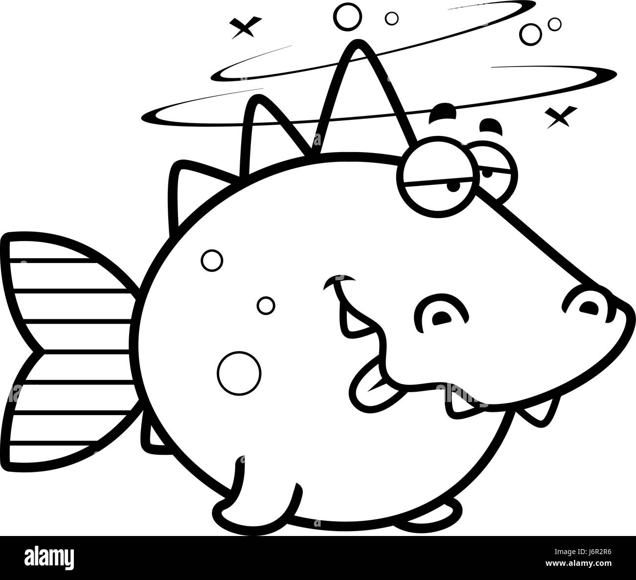 A cartoon illustration of a prehistoric fish looking drunk Stock Vector ...