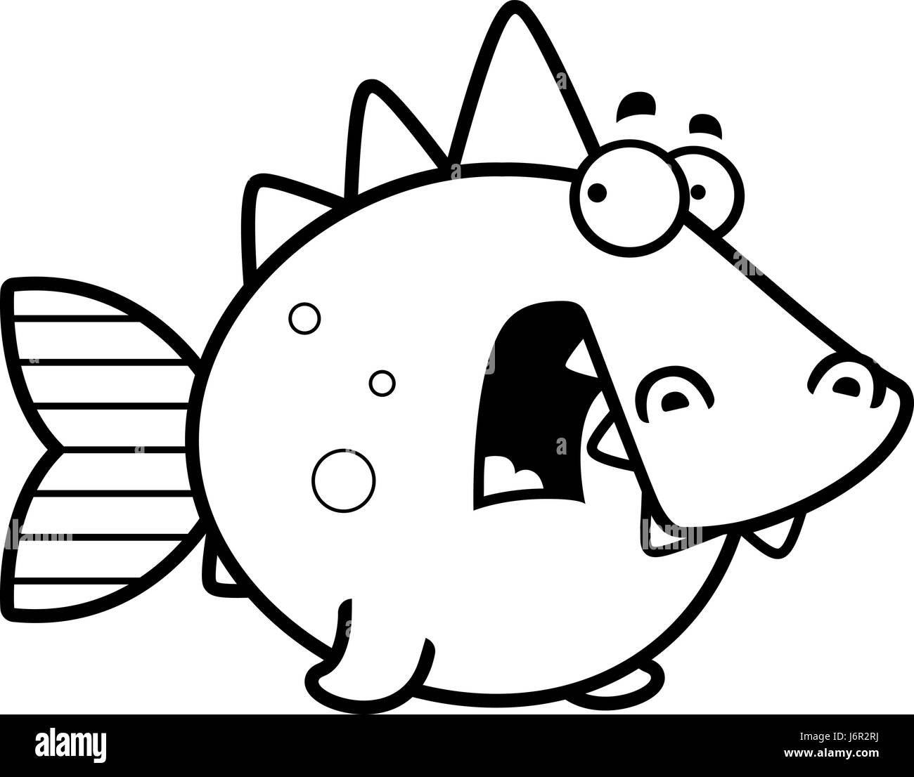 A cartoon illustration of a prehistoric fish looking scared Stock ...