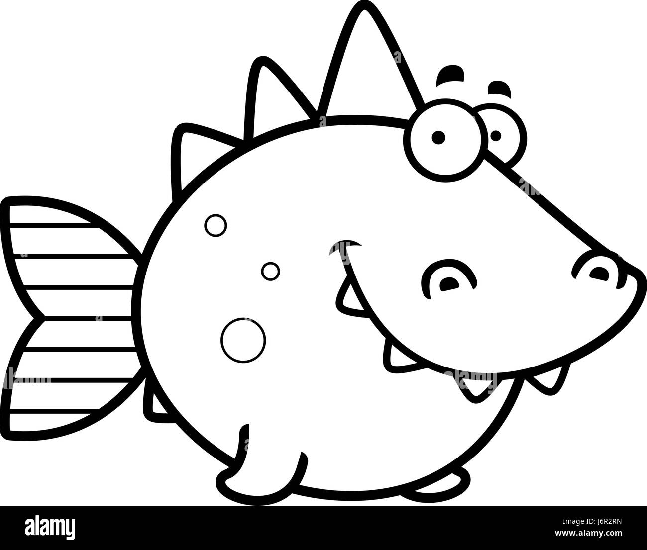 A cartoon illustration of a prehistoric fish happy and smiling Stock ...