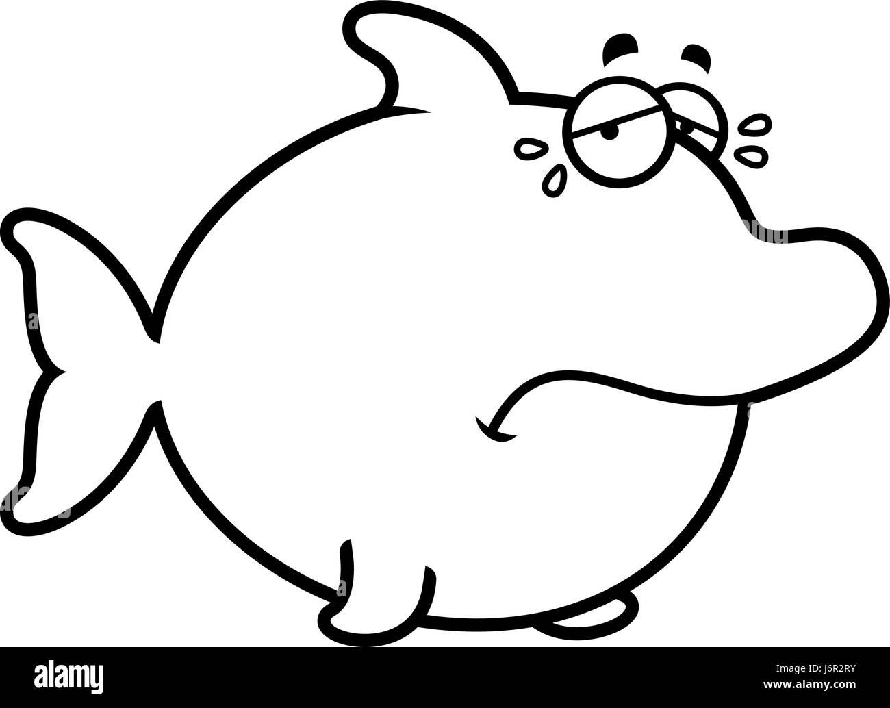 A cartoon illustration of a dolphin sad and crying Stock Vector Image ...