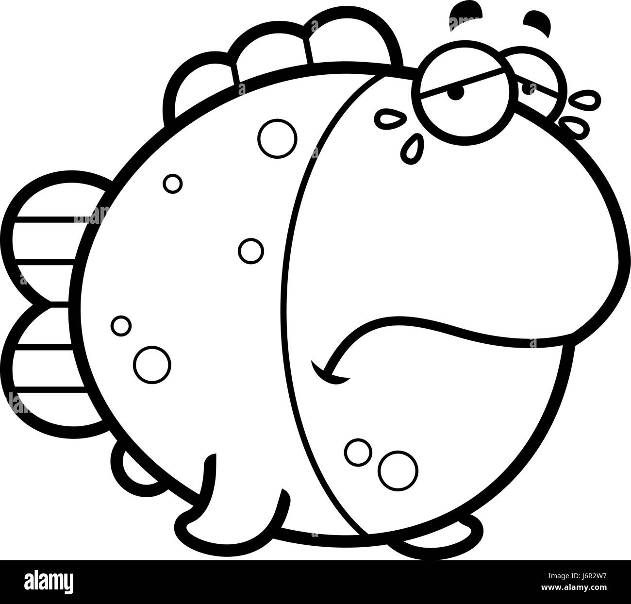 A cartoon illustration of a fish sad and crying Stock Vector Image ...