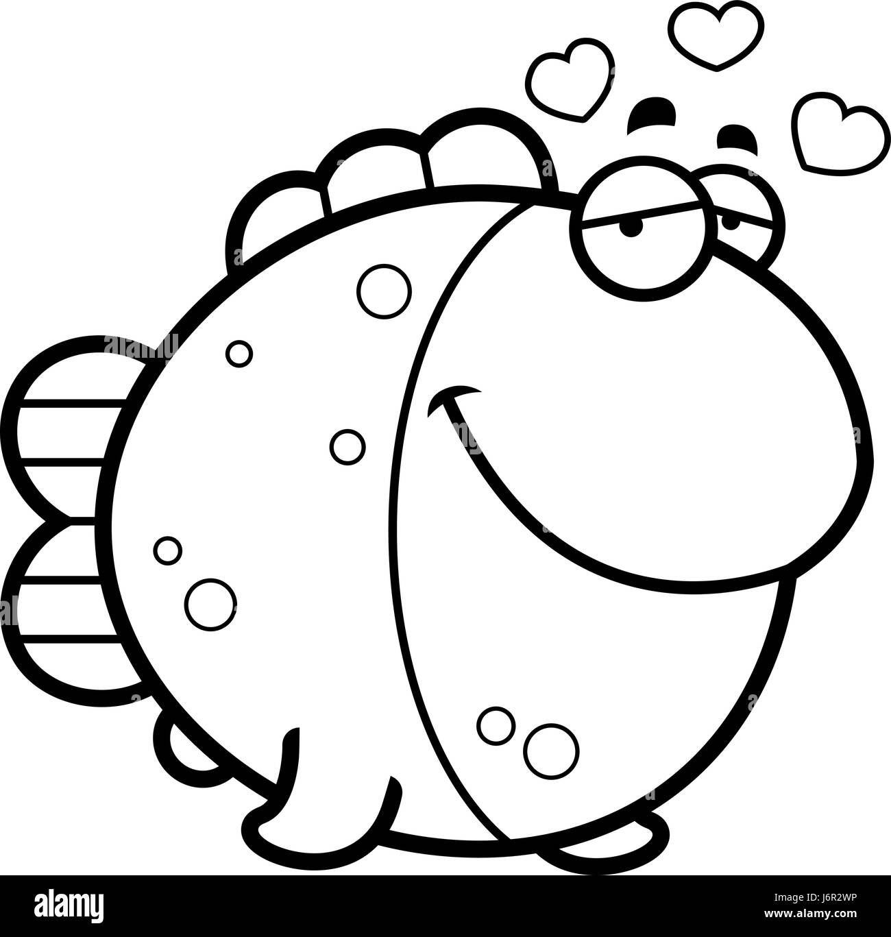 A cartoon illustration of a fish with an in love expression Stock ...
