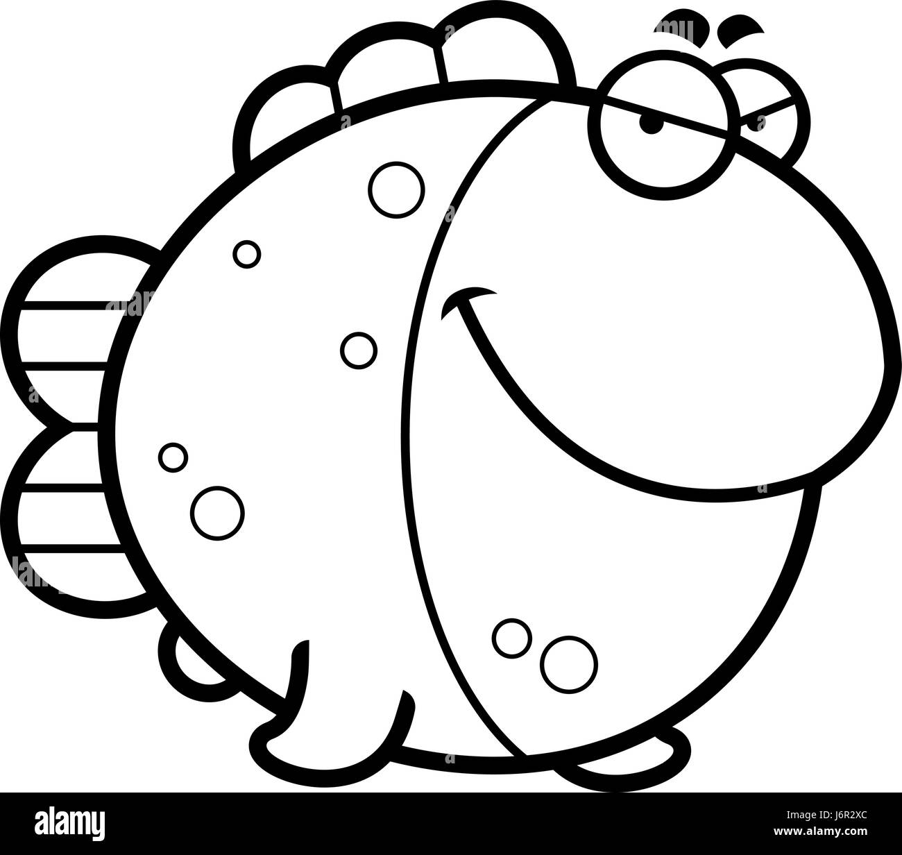 A cartoon illustration of a fish with a sly expression Stock Vector ...