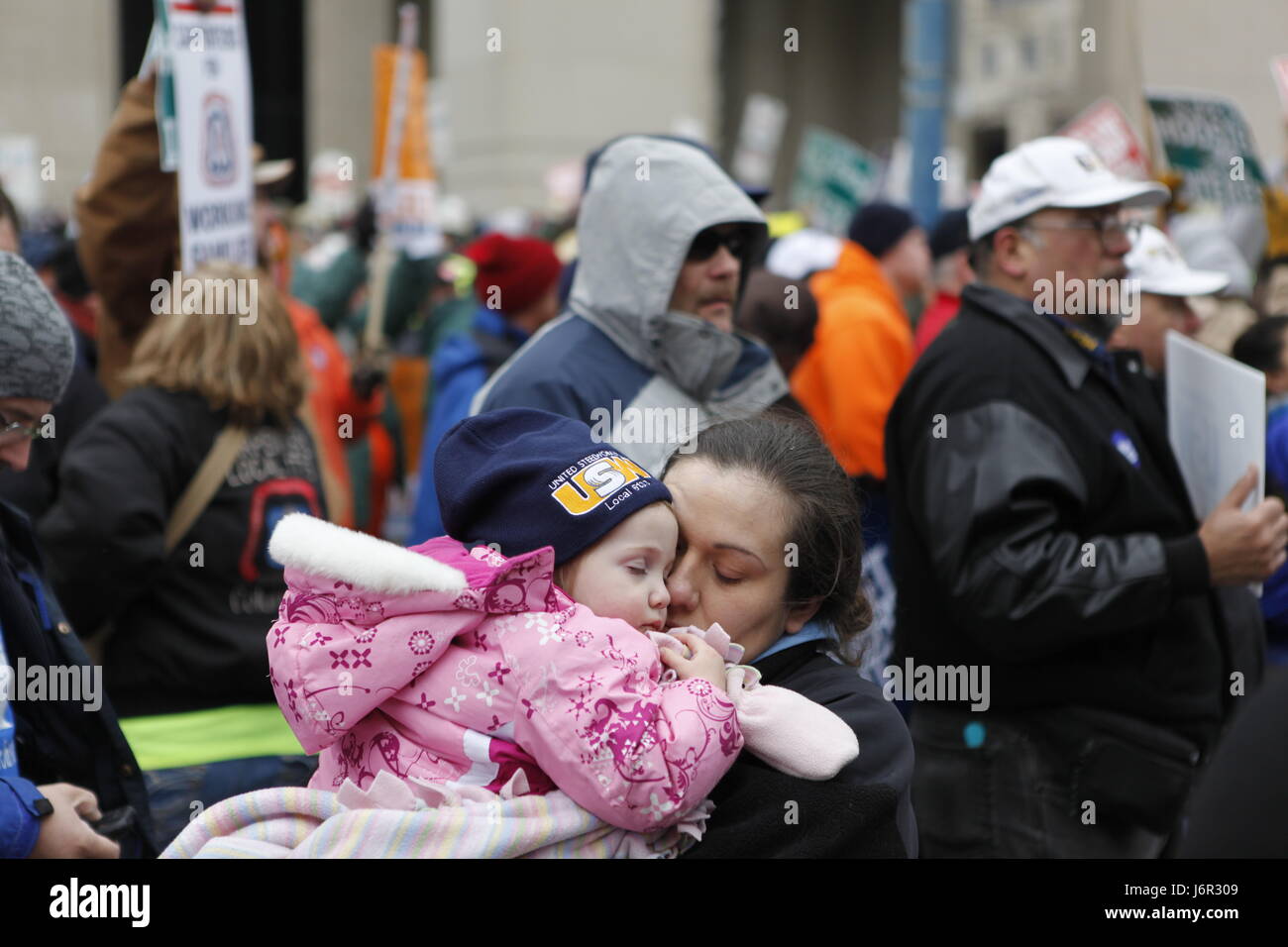 Sheila Parker, of Highland, Ind., holds Katarina Hackett-Parker during ...