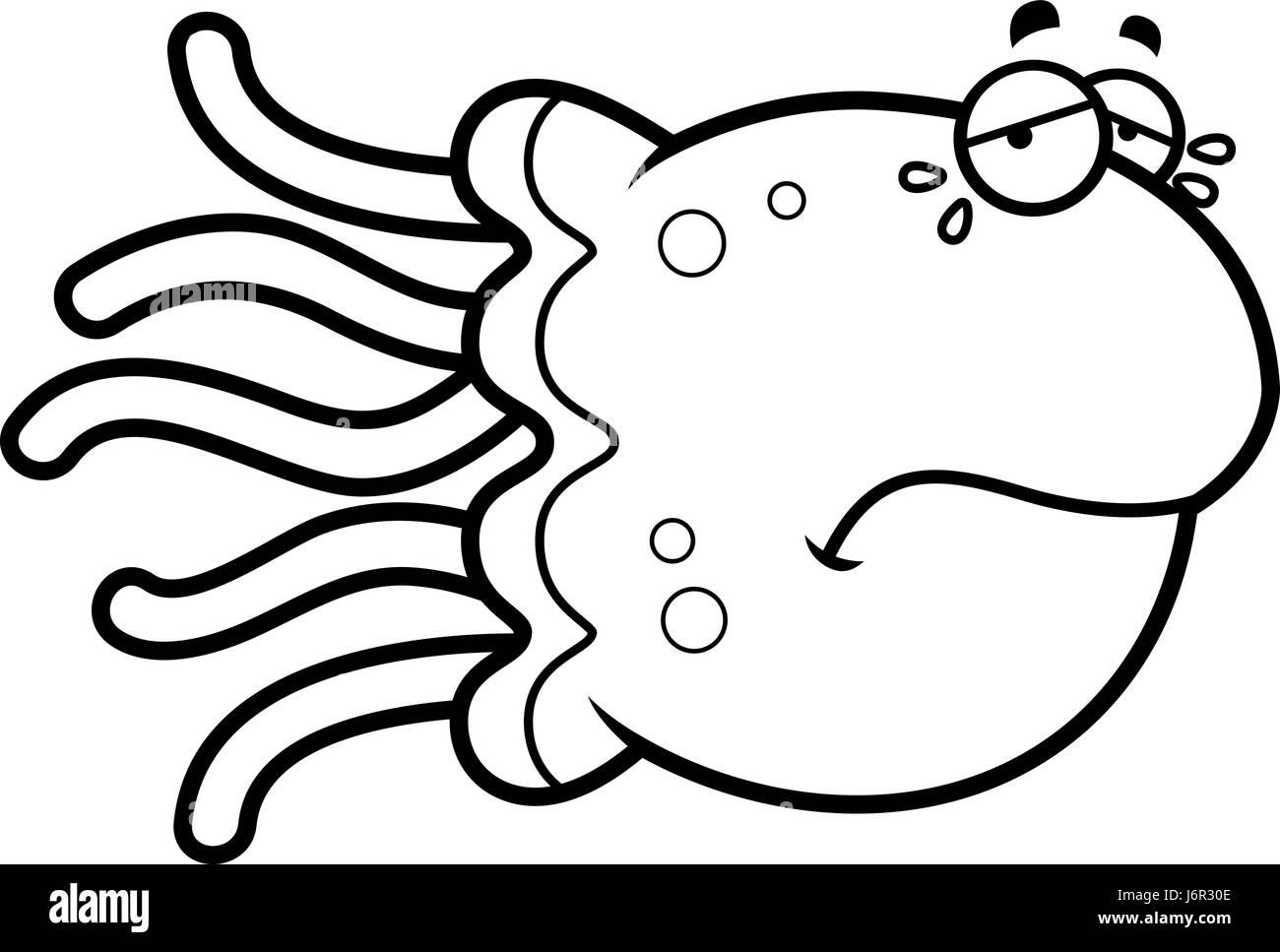 A cartoon illustration of a jellyfish sad and crying Stock Vector Image ...