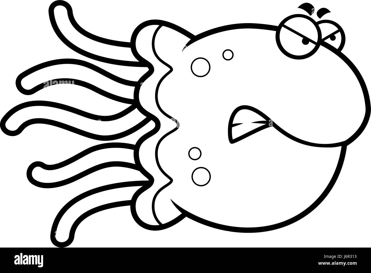 A cartoon illustration of a jellyfish with an angry expression Stock ...