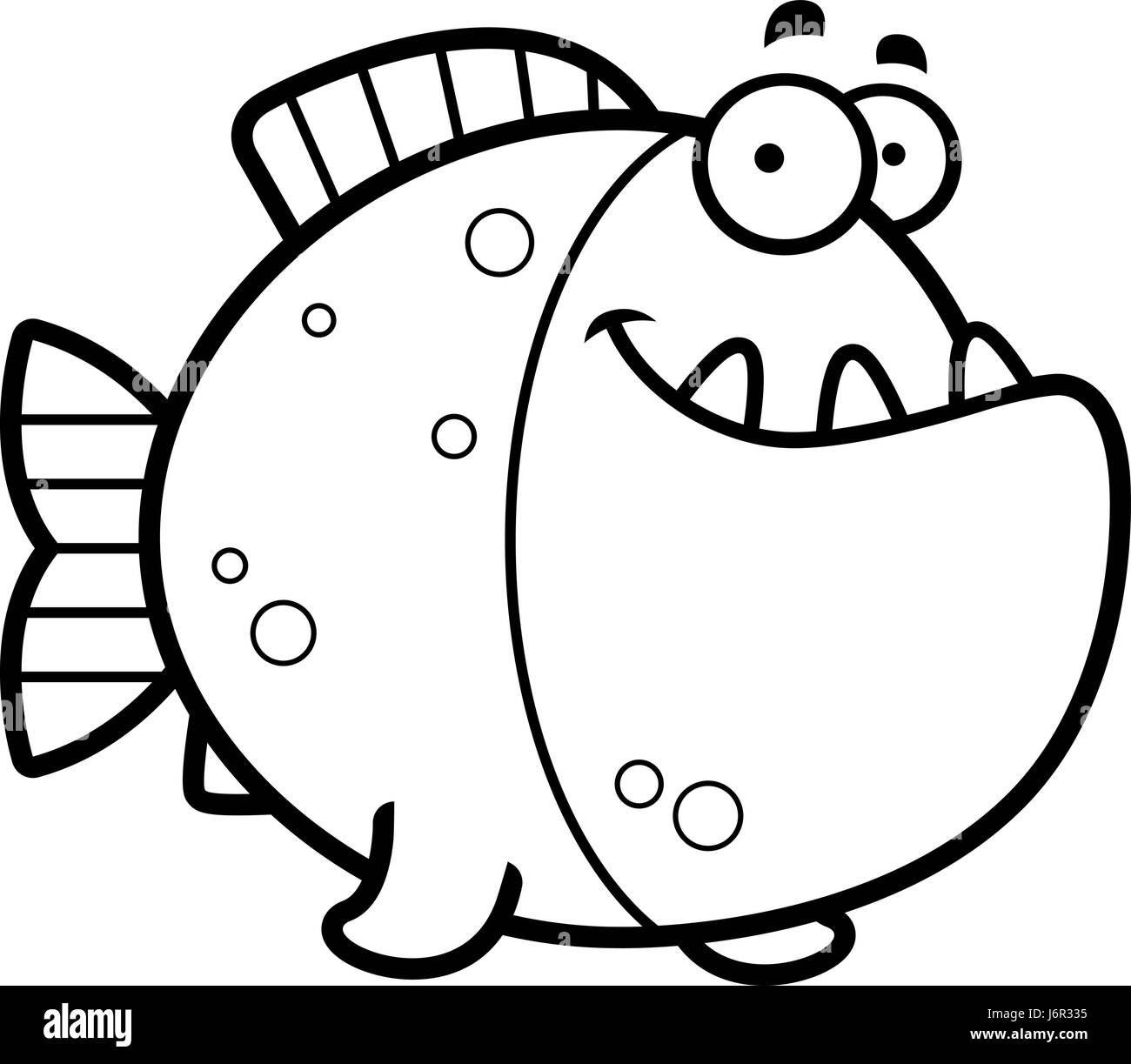 A cartoon illustration of a piranha happy and smiling Stock Vector ...