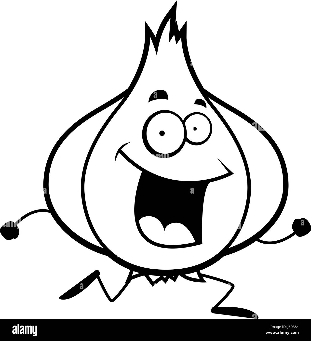 A cartoon garlic bulb smiling and running Stock Vector Image & Art - Alamy