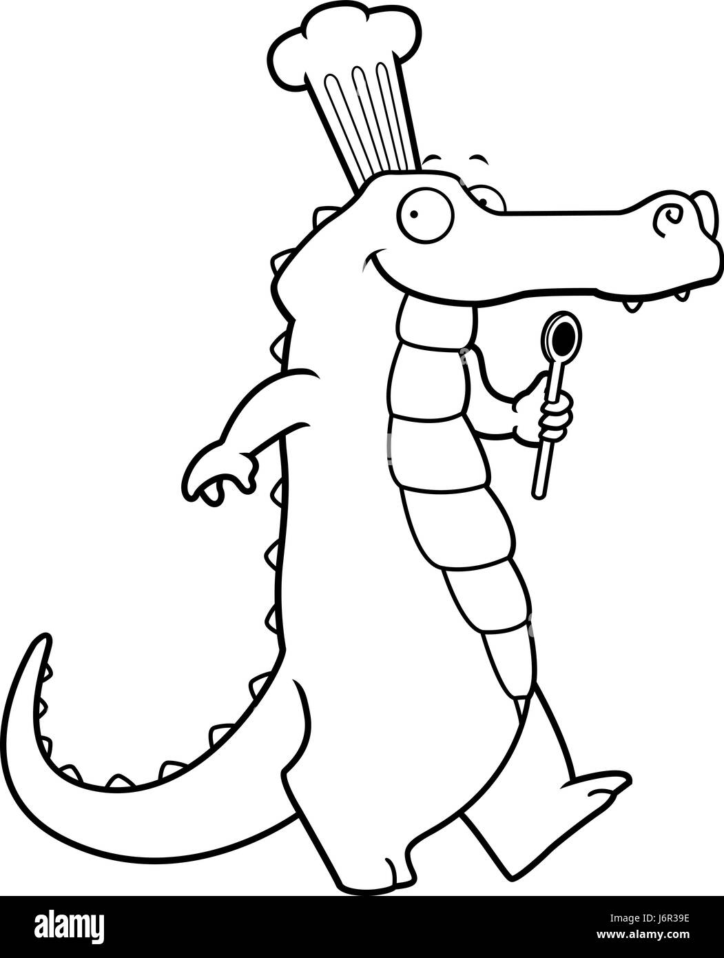 A happy cartoon alligator chef walking and smiling Stock Vector Image ...