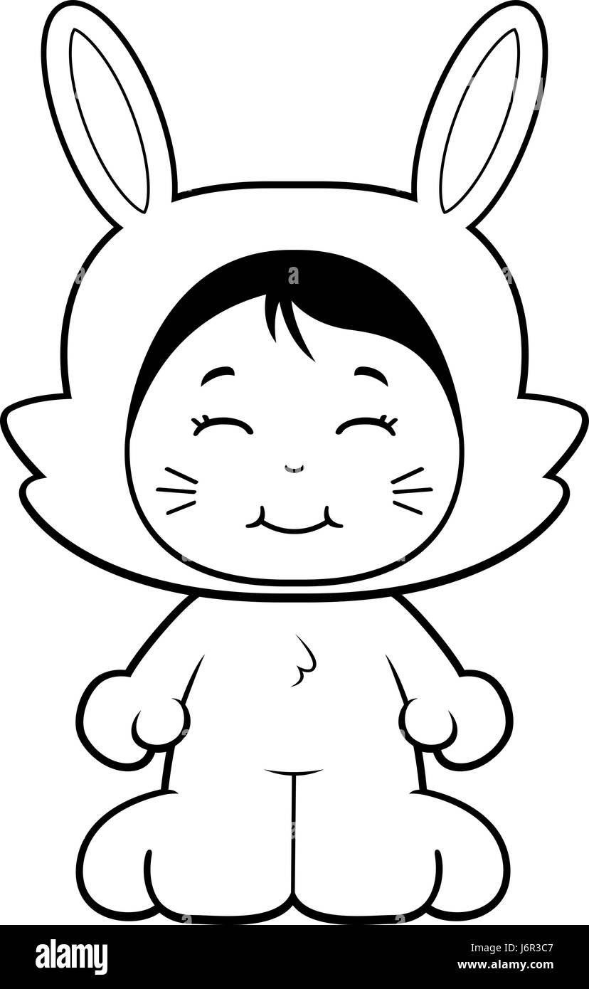 A happy cartoon girl in a rabbit costume Stock Vector Image & Art - Alamy